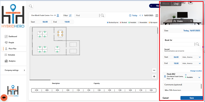 Booking Future Desks with the Floor Plan Date Selector – HybridHero