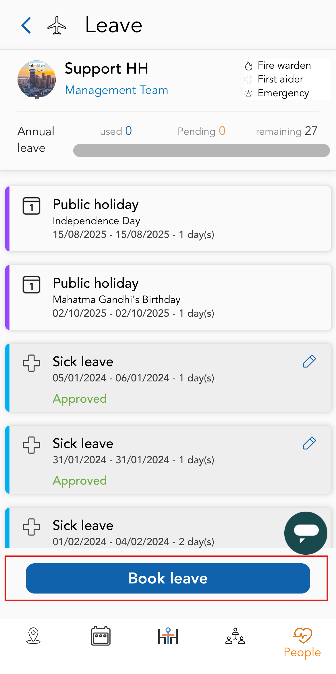 Mobile Guide: How to Book Leave from the People Tab – HybridHero